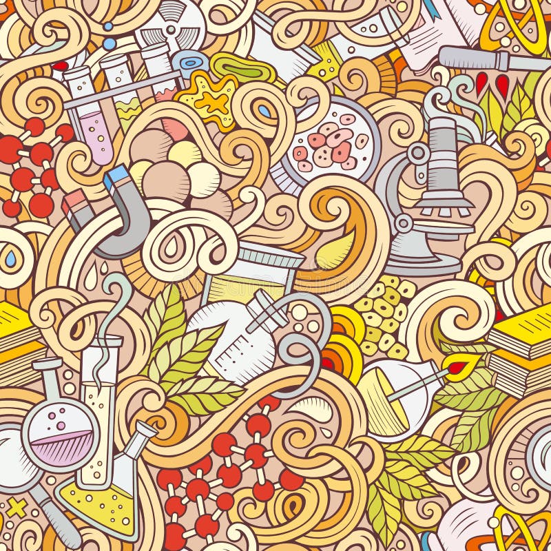 Doodle Science Lab Objects Seamless Pattern Stock Illustrations – 74 ...