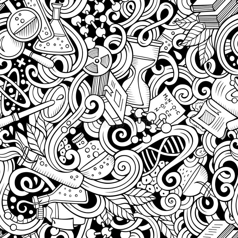 Doodle Science Lab Objects Seamless Pattern Stock Illustrations – 74 ...