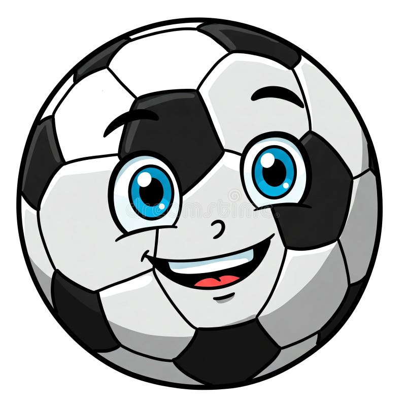 Cartoon Hand Drawn Soccer Ball with Face Stock Illustration ...