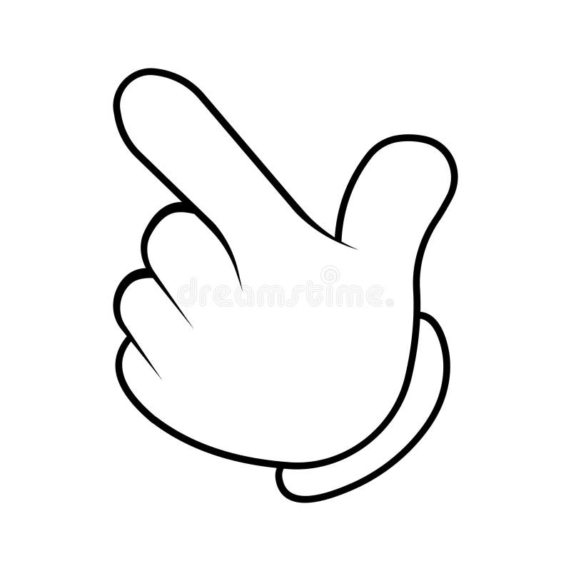 Cartoon Hand Finger Pointing Right Cursor Finger To Press Button Stock ...