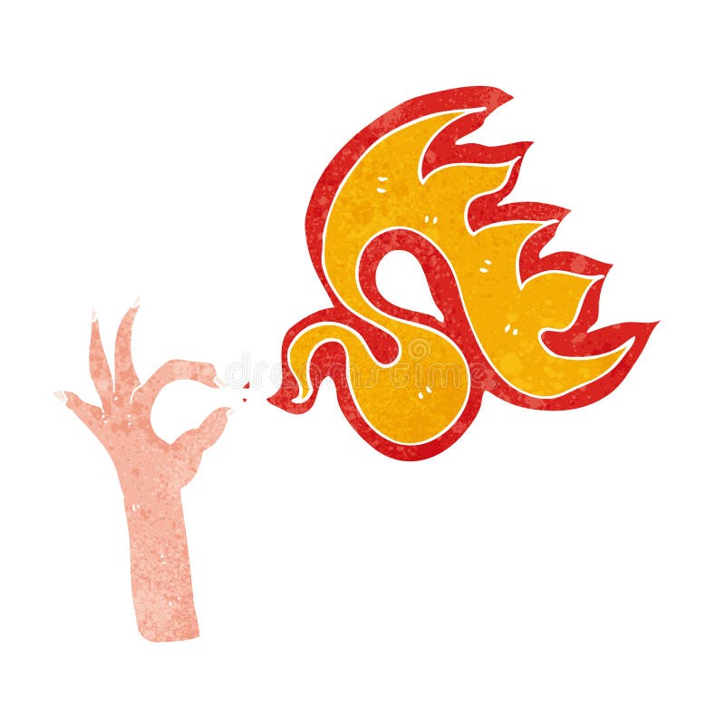 Cartoon Hand and Fire Symbol Stock Illustration - Illustration of ...