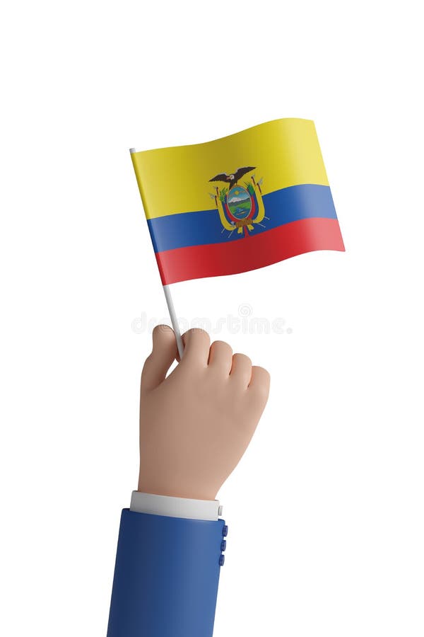 Cartoon Hand with the Flag of Ecuador. 3d Illustration Stock ...
