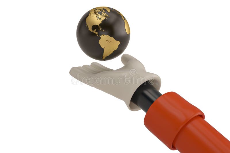 Cartoon Hand and Globe,3D Illustration. Stock Illustration ...
