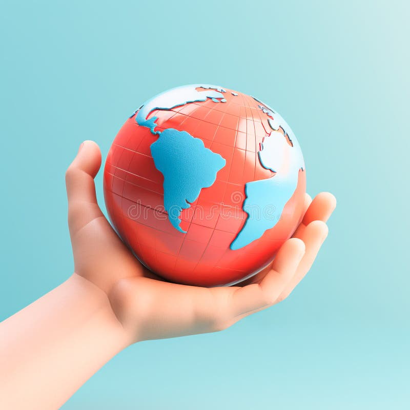 Cartoon Hand Holding Earth Globe Stock Illustration - Illustration of ...