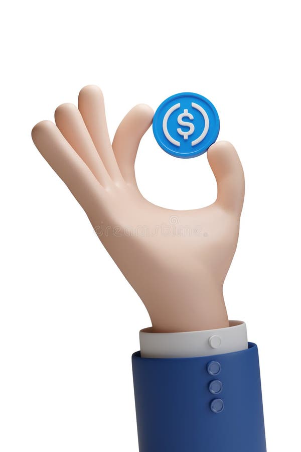 Cartoon Hand Holding a USDC Coin. 3d Illustration Stock Illustration ...