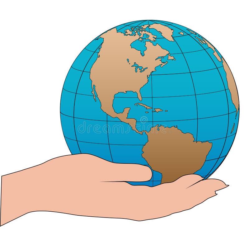 Cartoon Hand Holds a Western Hemisphere Globe Stock Vector ...