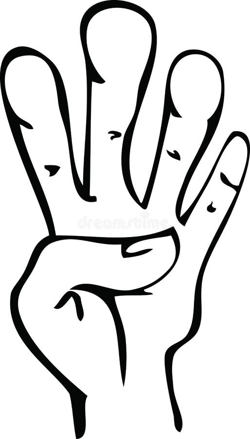 Cartoon Hand Line Drawing 4 Fingers Stock Vector - Illustration of ...