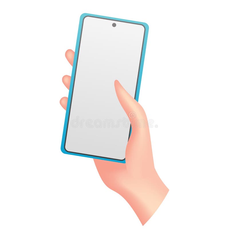 Cartoon Hand with Phone. Human Holding Phone with Empty Screen Stock ...