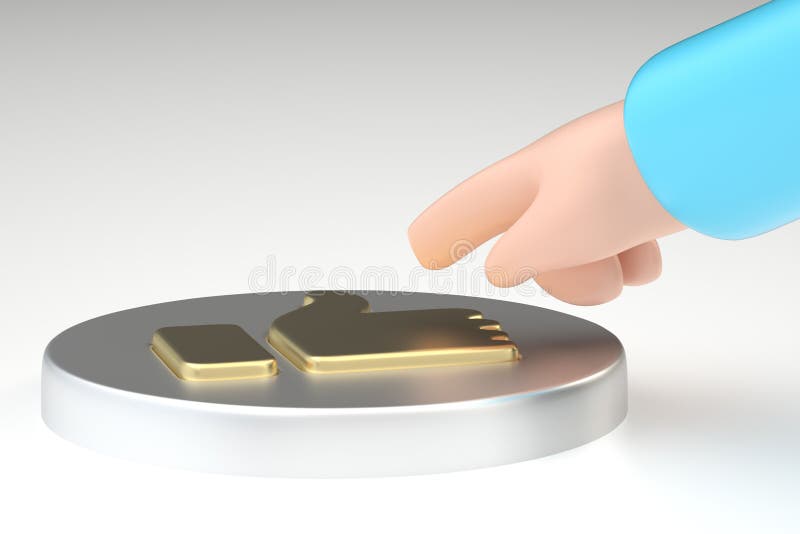 Cartoon Hand Pressing Button Like Symbol, 3d Illustration Stock ...