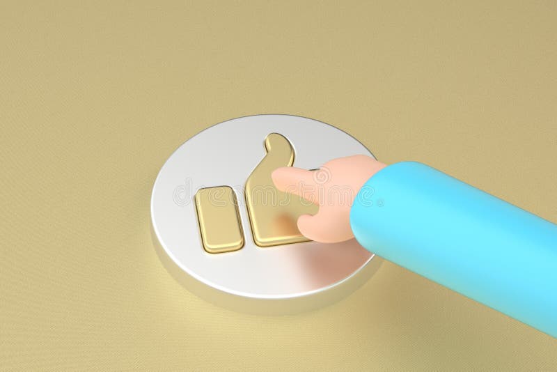Cartoon Hand Pressing Button Like Symbol, 3d Illustration Stock ...
