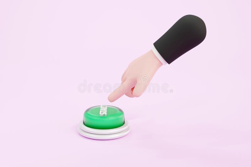 Cartoon Hand Pressing the Green Button. System Control Stock ...