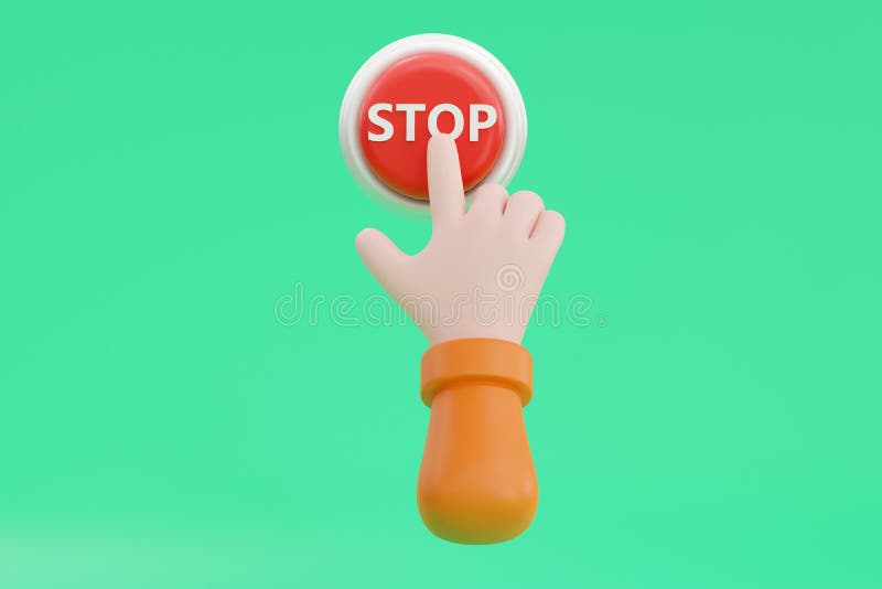 Cartoon Hand Pressing the Red Button. System Control Stock Illustration ...