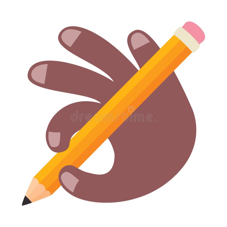 Cartoon Hand Writing with Pencil Stock Vector - Illustration of book ...