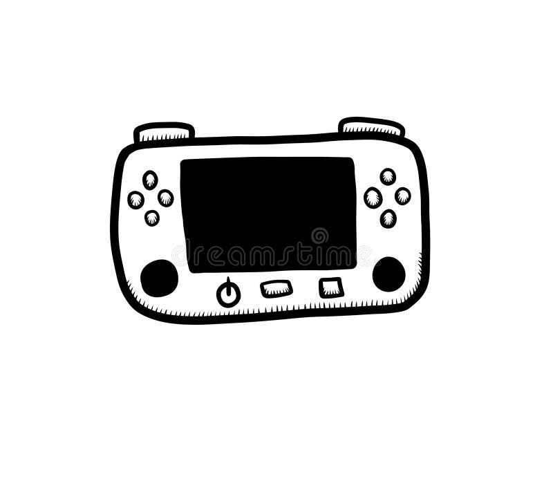Cartoon Handheld Video Game Console Doodle Stock Illustration ...