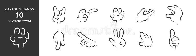 Cartoon Hands. Comic Hand Gestures Stock Vector - Illustration of ...