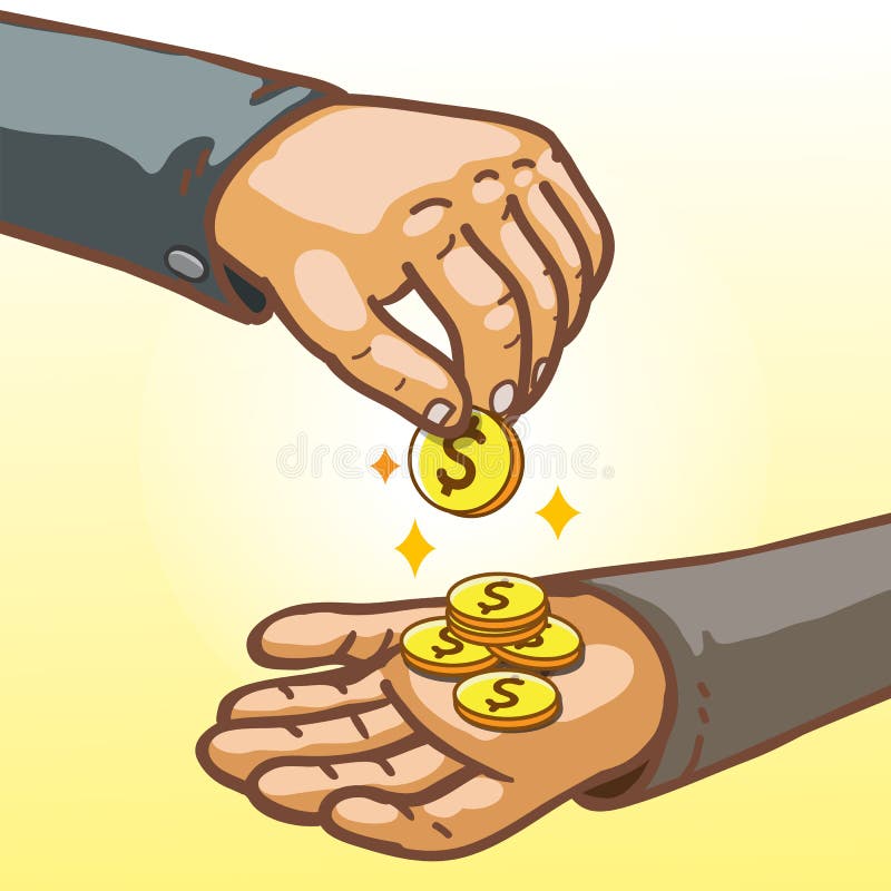 Cartoon Hands Giving and Receiving Money Stock Vector - Illustration of ...