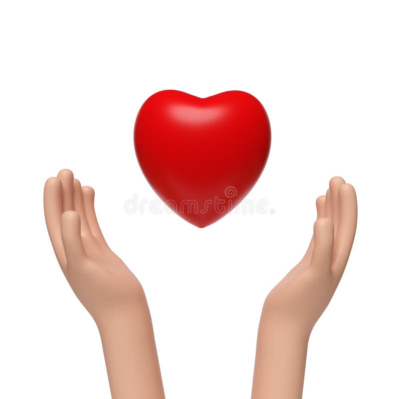 Cartoon Hands with a Heart. 3d Illustration Stock Illustration ...