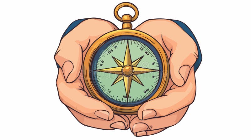 Cartoon Hands Holding Compass Illustration Vector Stock Vector ...