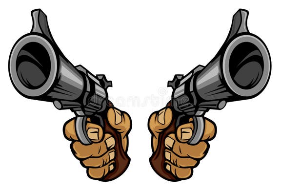 Cartoon hands holding guns stock vector. Illustration of fingers - 19237655
