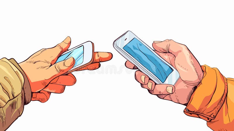 Cartoon Hands Holding Phone and Touching Screen - Modern Technology ...