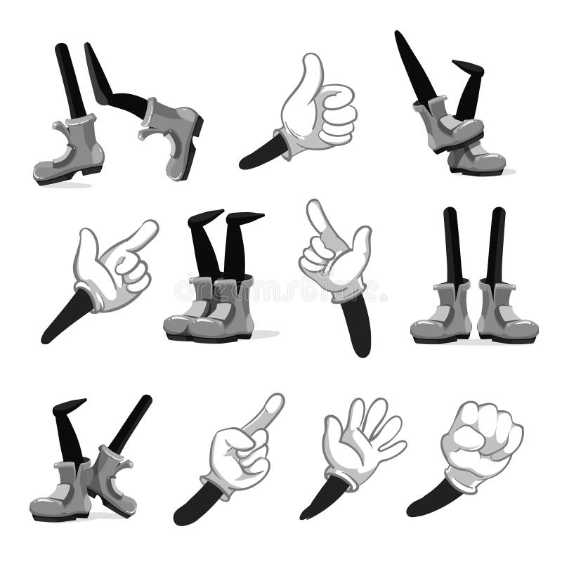 Cartoon Mascot Legs and Hands, Comic Book Character Doodle Objects ...