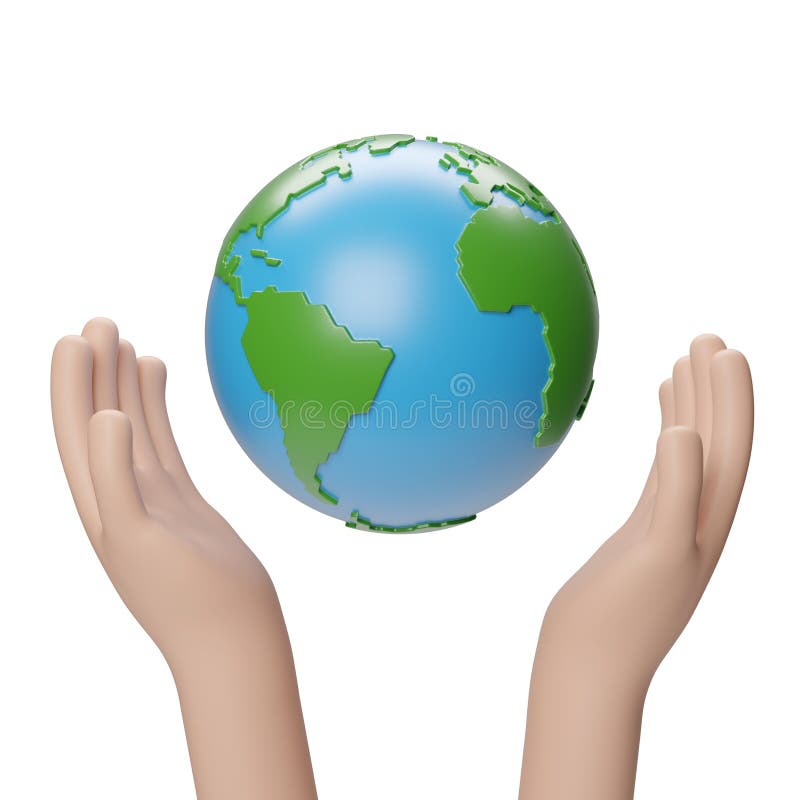 Cartoon Hands Lifting Planet Earth. 3d Illustration Stock Illustration ...