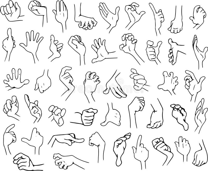 Cartoon Hands Pack Lineart 3 Stock Vector - Illustration of coloring ...