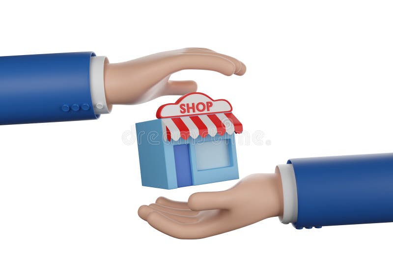 Cartoon Hands Protecting a Shop. 3d Illustration Stock Illustration ...