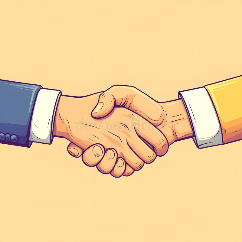 Cartoon Handshake Illustration of Business Agreement Partnership Stock ...