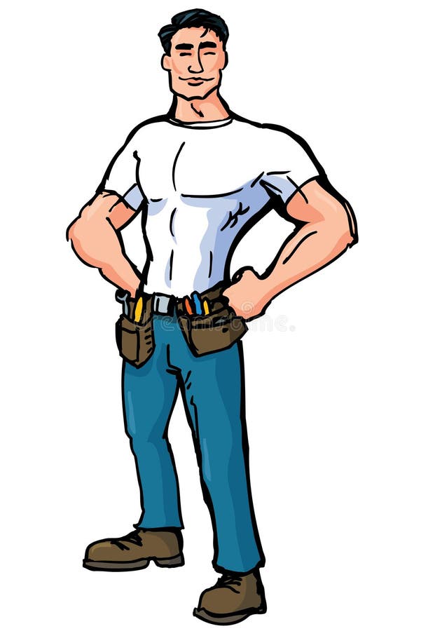 Cartoon Handyman with Tool Belts Stock Vector - Illustration of ...
