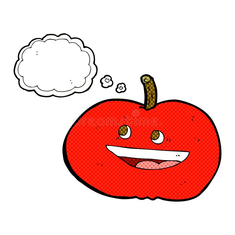 Cartoon Happy Apple with Thought Bubble Stock Illustration ...