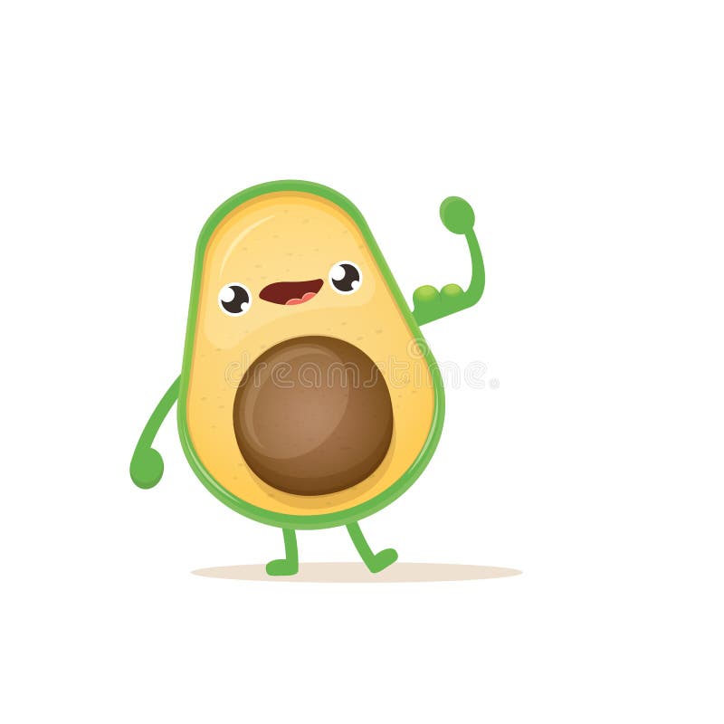 Cartoon Happy Avocado Character Isolated on White Background. Vector ...
