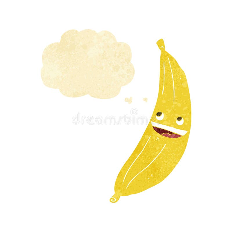 Cartoon Happy Banana with Thought Bubble Stock Illustration ...
