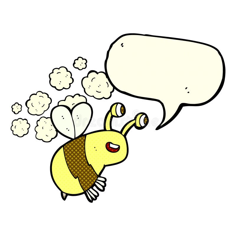 Cartoon Happy Bee with Speech Bubble Stock Illustration - Illustration ...
