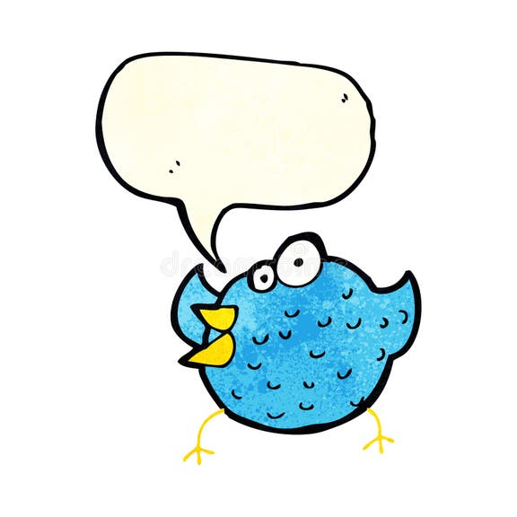 Cartoon Happy Bird with Speech Bubble Stock Illustration - Illustration ...