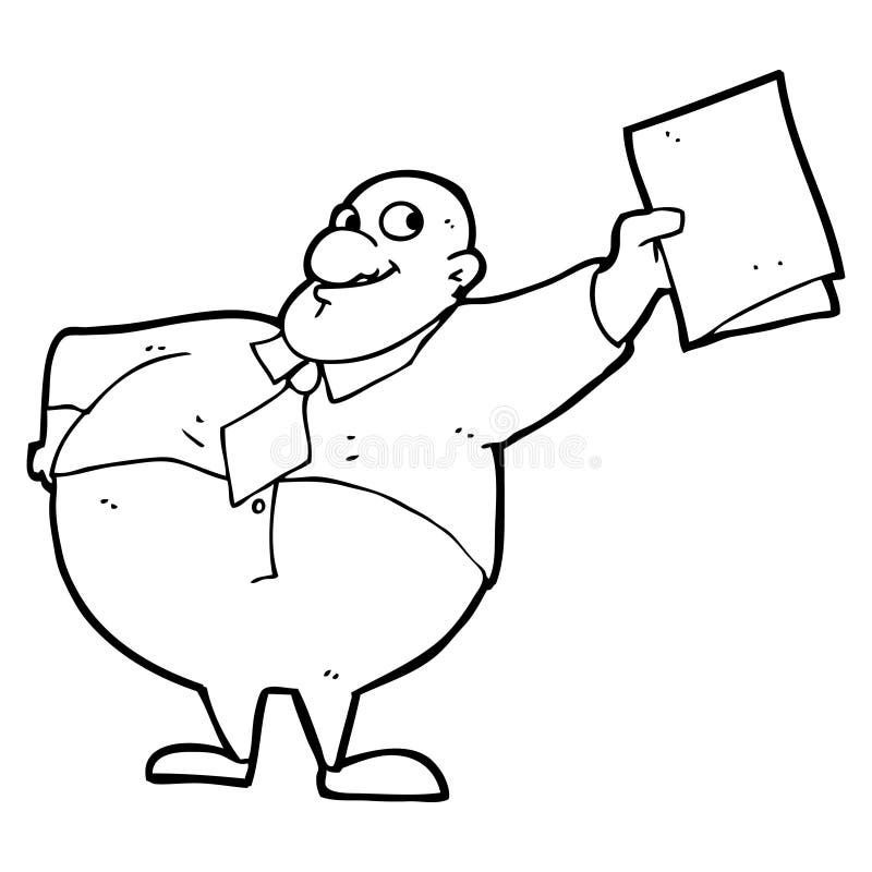 Cartoon Happy Boss with File Stock Illustration - Illustration of ...
