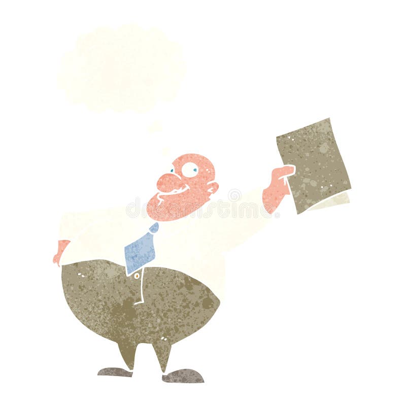 Cartoon Happy Boss with File with Thought Bubble Stock Illustration ...