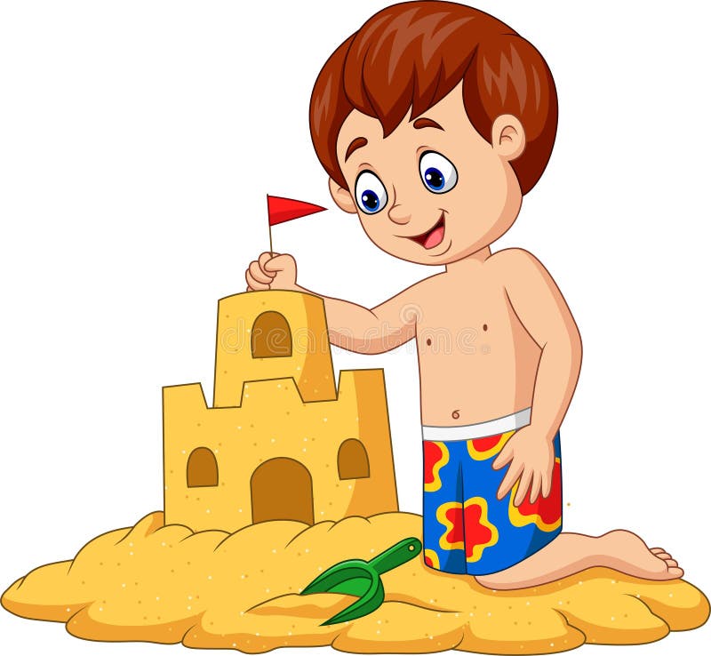 Boy Playing Beach Making Sand Castle Stock Illustrations – 70 Boy ...