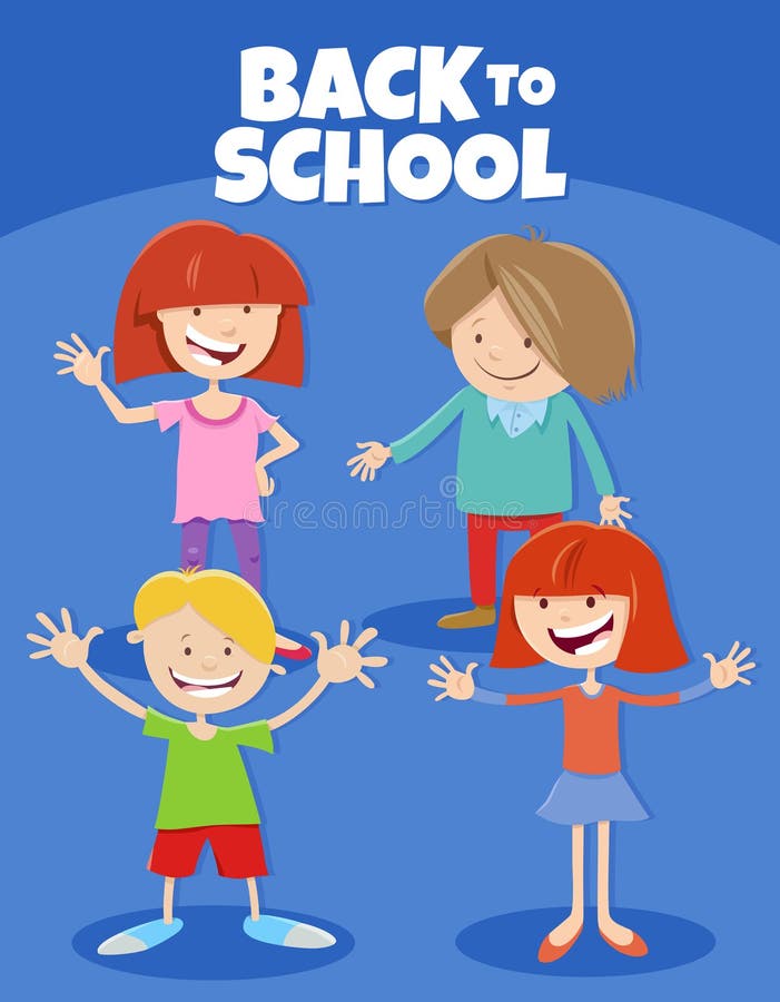 Cartoon Happy Children with Back To School Caption Stock Vector ...