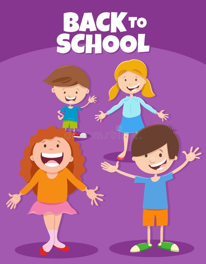 Cartoon Happy Children with Back To School Caption Stock Vector ...