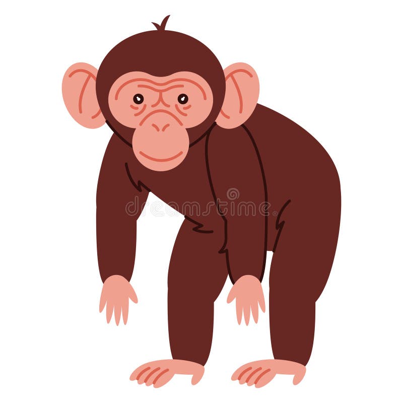 Cartoon Happy Chimpanzee Standing Stock Illustration - Illustration of ...