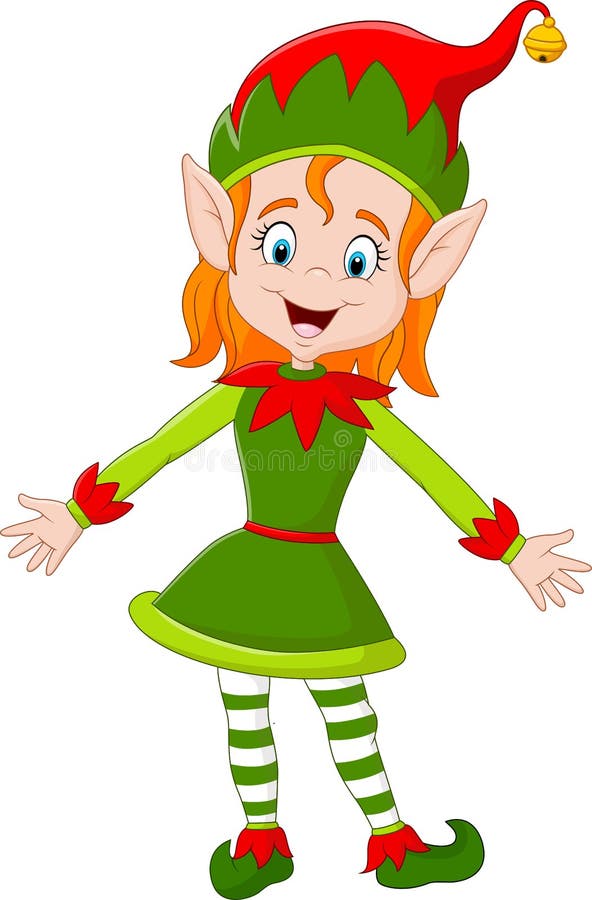 Cartoon Happy Christmas Elf Stock Vector - Illustration of cheer, face ...