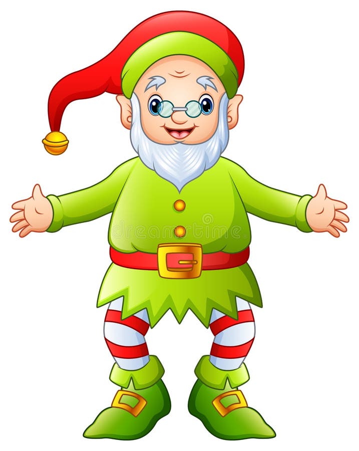 Cartoon Happy Christmas Old Elf Stock Vector - Illustration of father ...