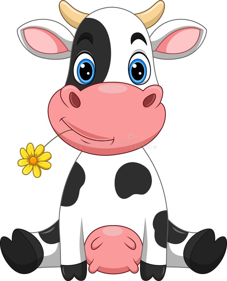 Cartoon a Happy Cow Sitting Stock Vector - Illustration of icon ...