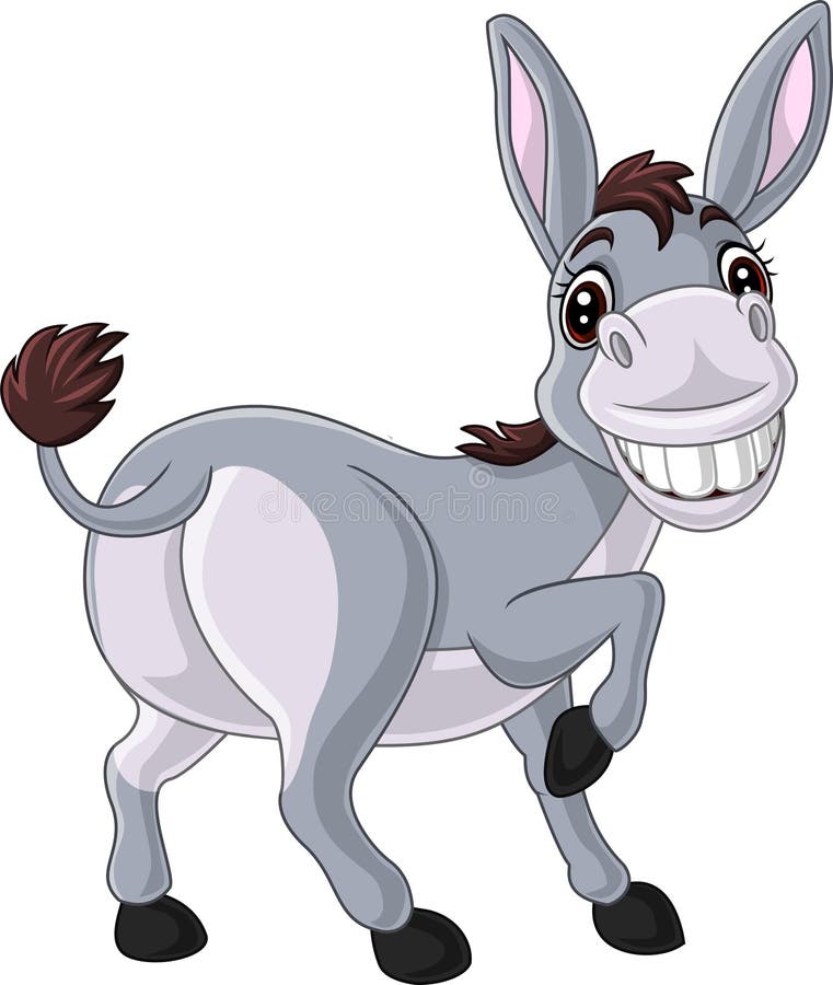 Happy Donkey Isolated on White Background Stock Vector - Illustration ...