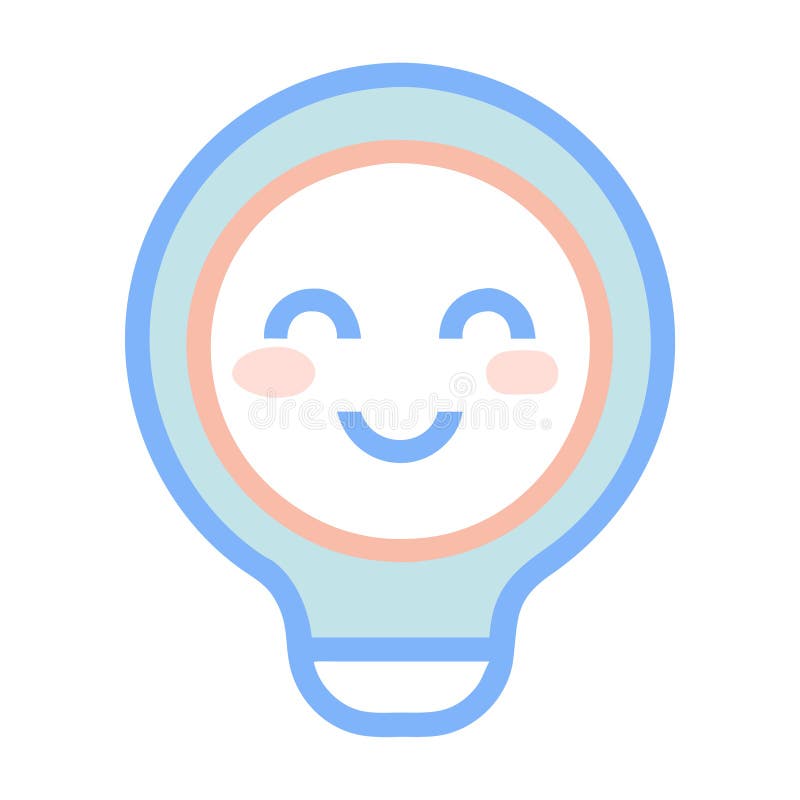Cartoon Happy Face in Light Bulb Shape Vector Illustration for ...