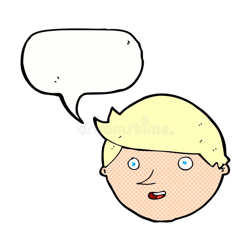 Cartoon Happy Face with Speech Bubble Stock Illustration - Illustration ...