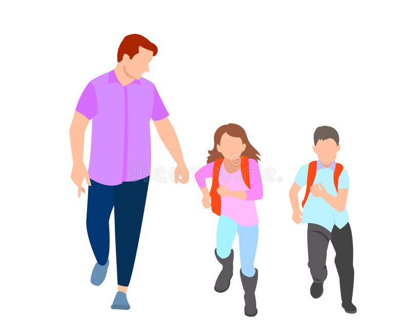 Cartoon Happy Family Father Holding Stock Vector - Illustration of ...