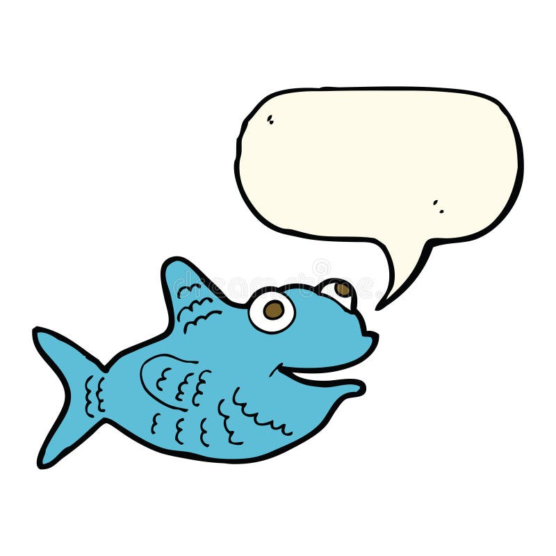 Cartoon Happy Fish with Speech Bubble Stock Illustration - Illustration ...