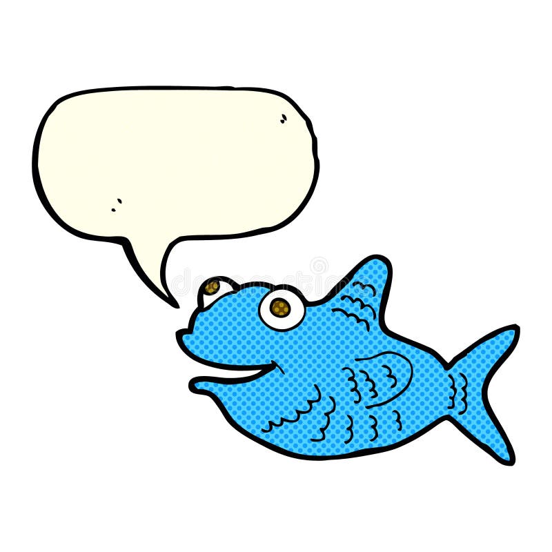 Cartoon Happy Fish with Speech Bubble Stock Illustration - Illustration ...